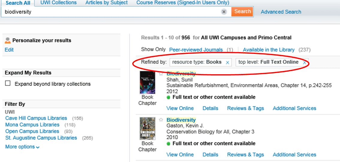 Using UWIlinC to find eBooks - eBooks@The UWI, St. Augustine ...