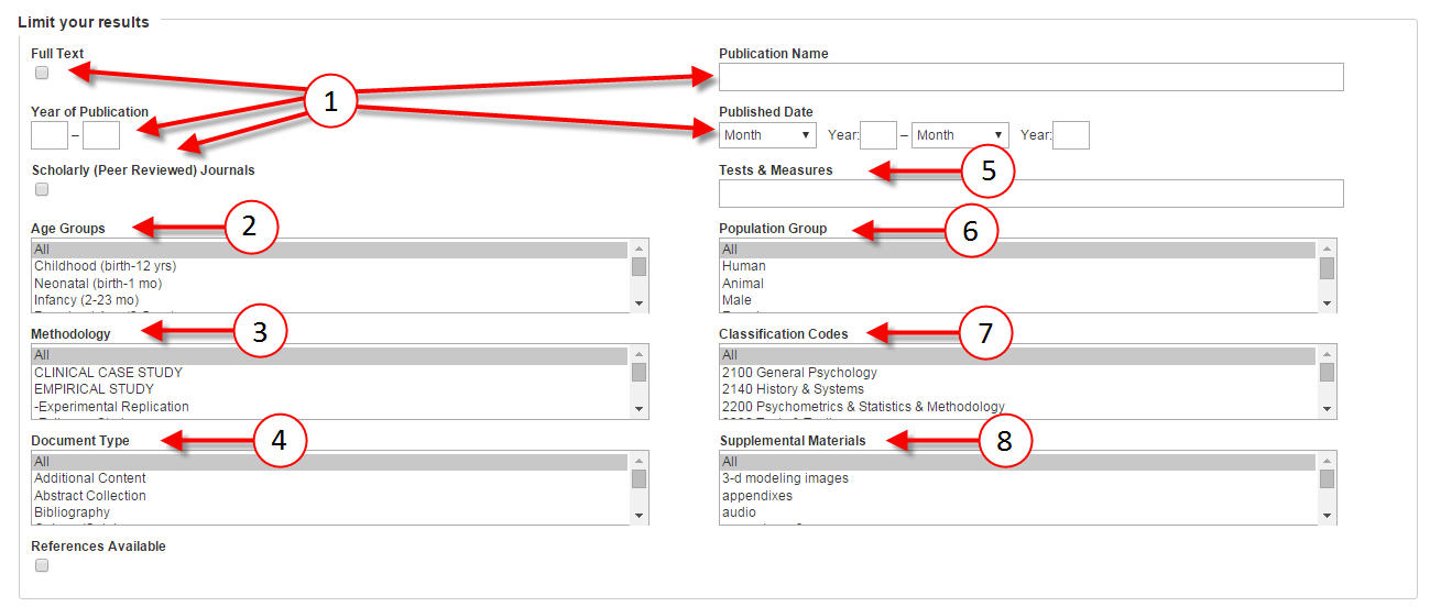 Advanced Search Options - APA PsycARTICLES and APA PsycINFO Database ...