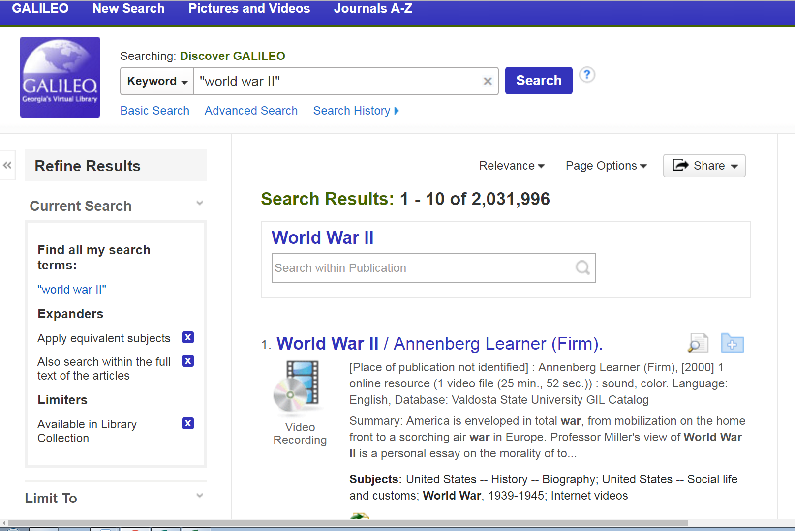 Discover GALILEO - Primary Sources for History - LibGuides at Valdosta ...