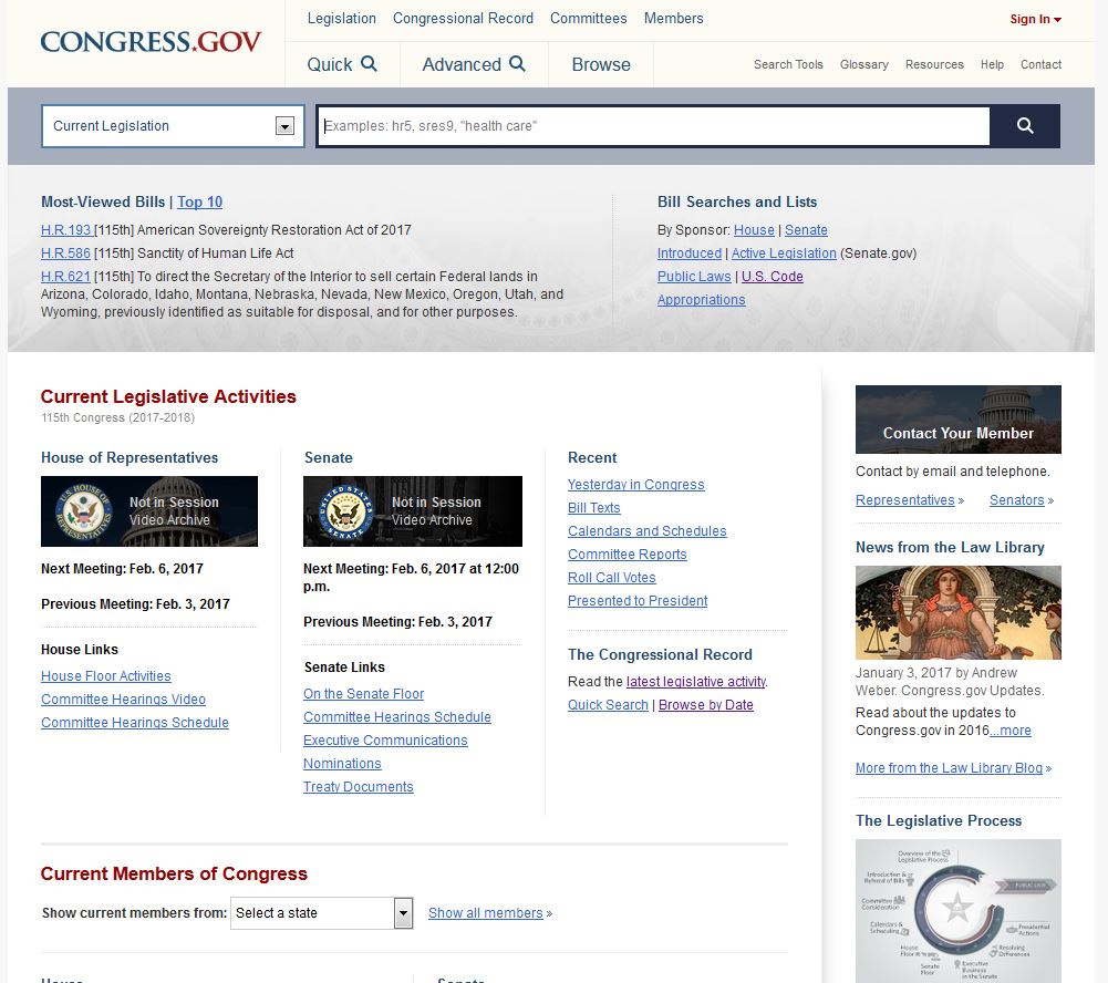 Congress.gov - Federal Legislative History - Dulaney-Browne Library at ...