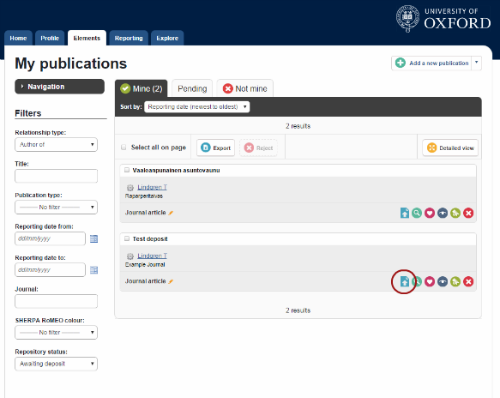 Completing a Symplectic Elements deposit - ORA: Oxford University ...