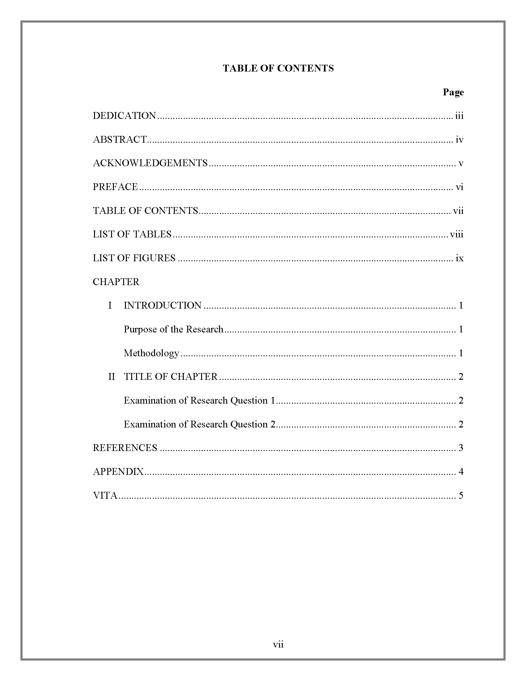  Example Of Table Of Contents Research Paper How To Write A Table Of 