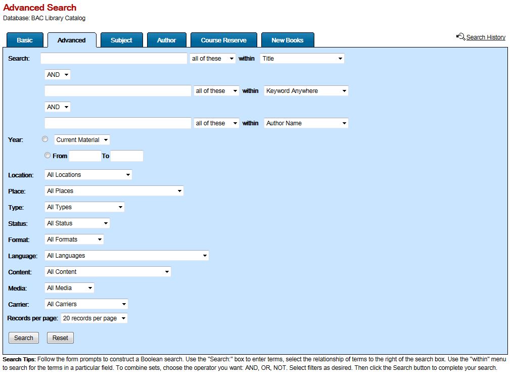 Advanced Searching Options - Searching the Catalog: Tips and Tricks ...