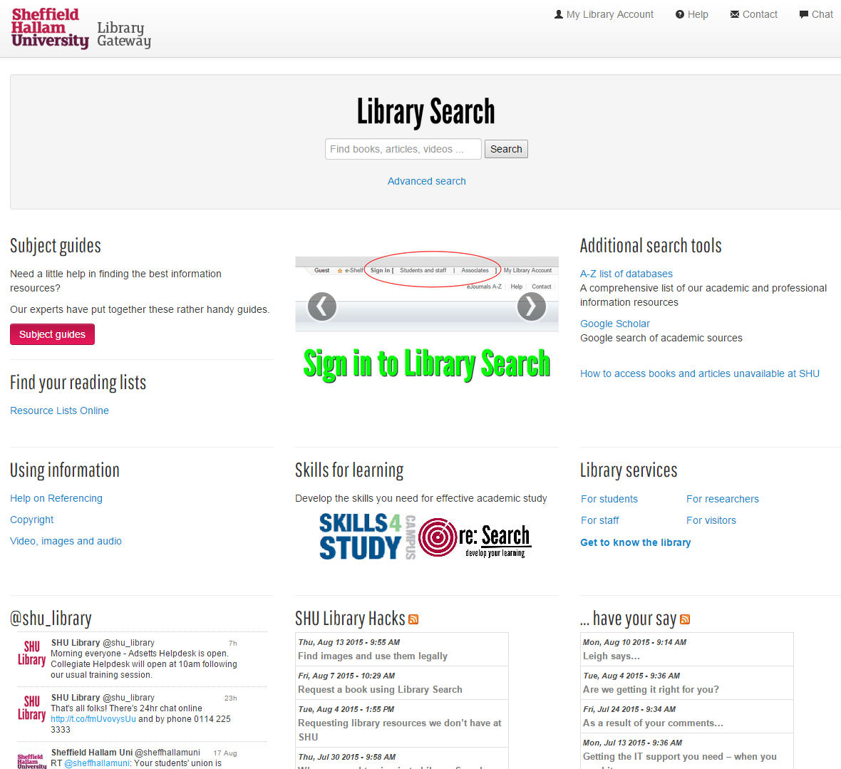 Library Gateway - re: Search - LibGuides at Sheffield Hallam University