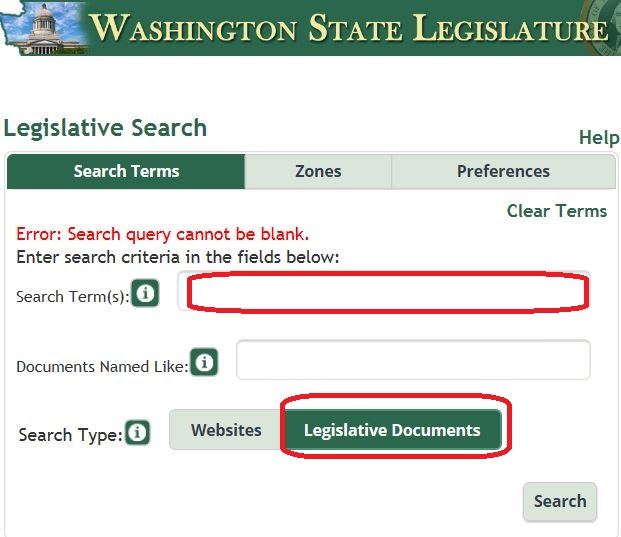 Free Online Sources - Washington State Legislative History - Website at ...