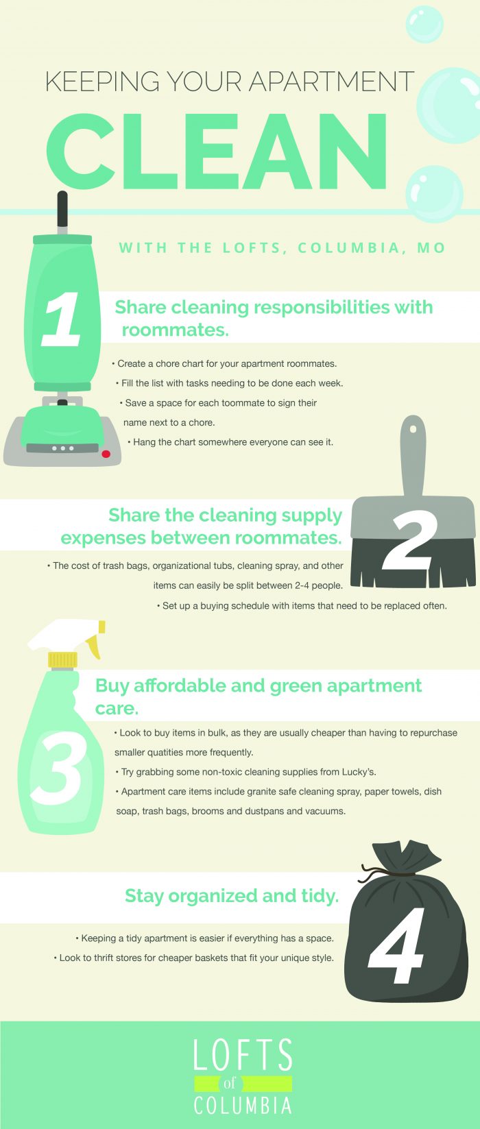 Apartment Cleaning Tips for Mizzou Students - The Lofts of Columbia