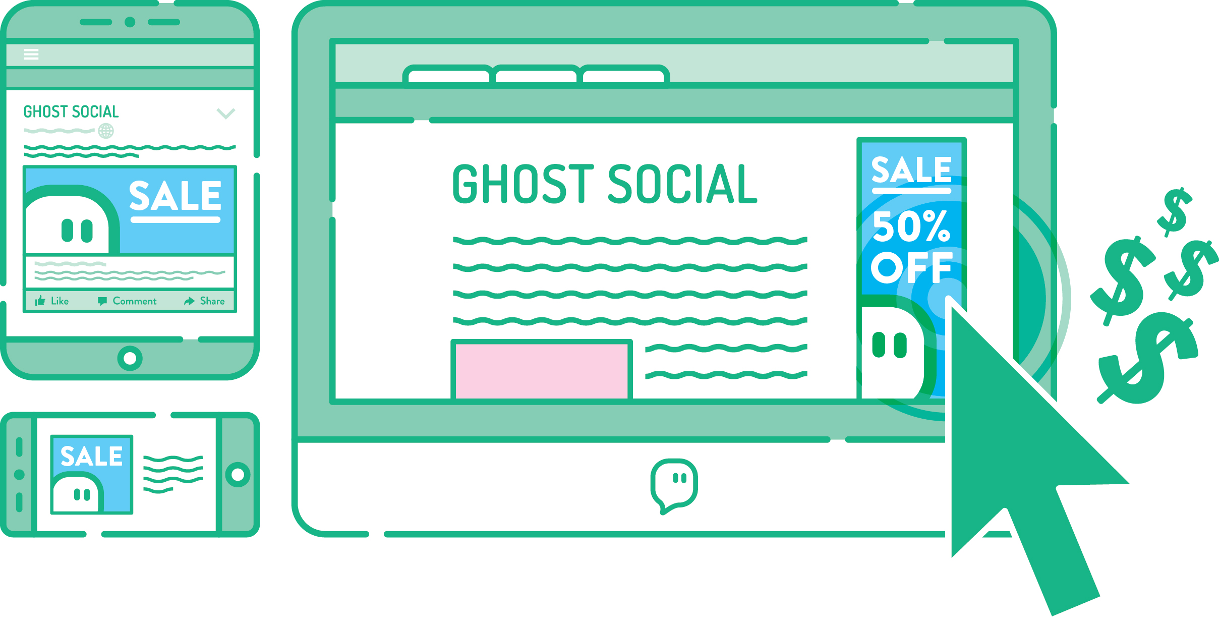 Ghost Social Custom Illustrations