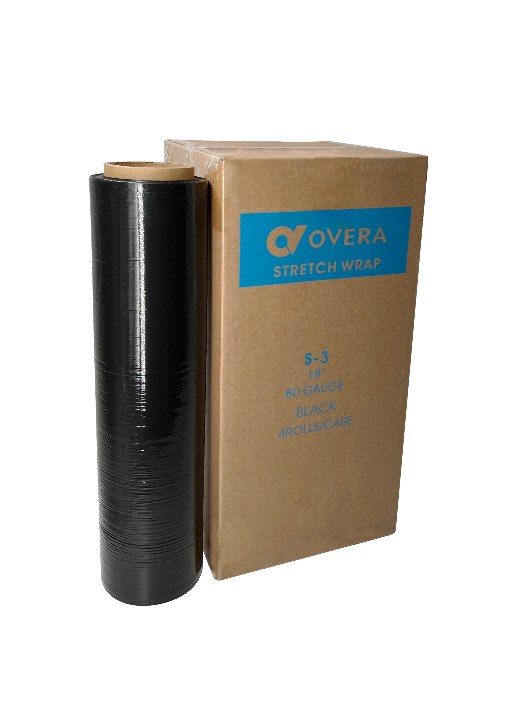 S-3 Stretch Wrap - Cast, 80 gauge, 18" x 750', Black
