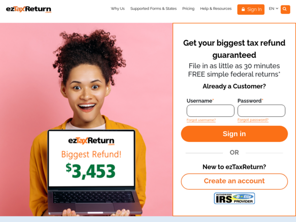 ezTaxReturn.com Deals | Taxes: Transparent Pricing. | ezTaxReturn.com ...