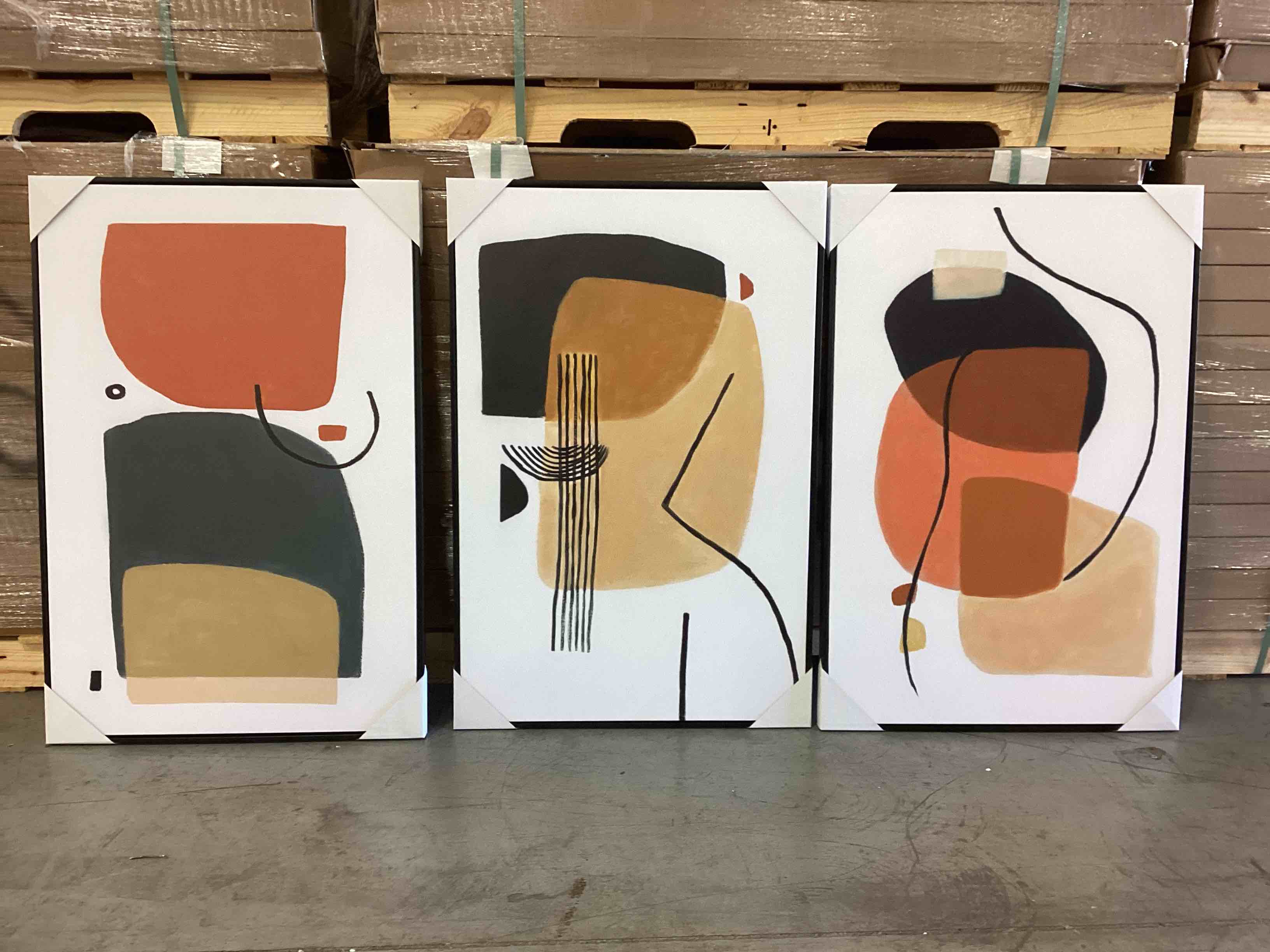 26x24 set of 3 black framed artwork