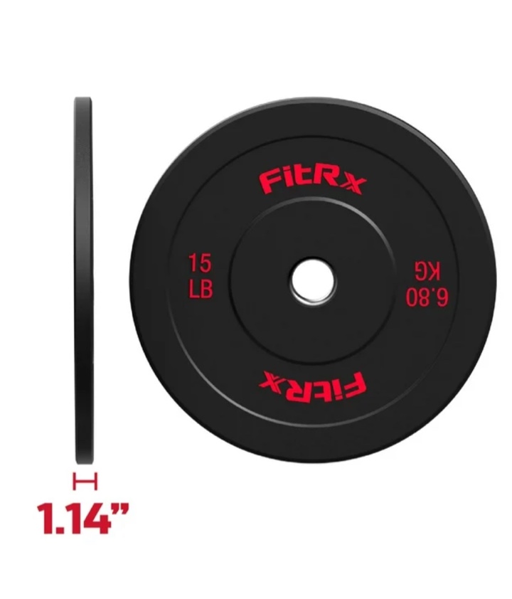FitRx Bumper Plates Weight Set for Home Gym, Total Weights 35LB , 15LB ...