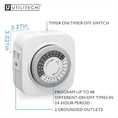 Utilitech 15 -Amps 125-volt Indoor 2 -Outlet Countdown Analog Lighting ...