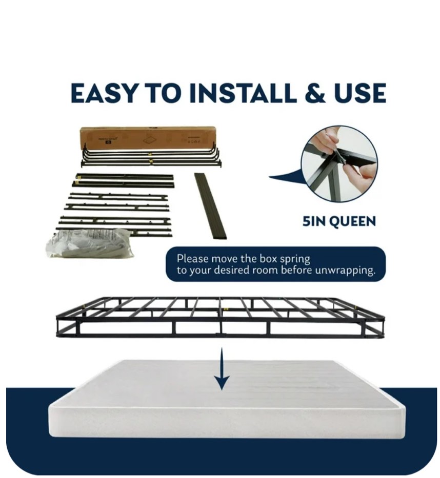 MLILY Ego 5 inch Box Spring for Queen Size Bed, Mattress Metal ...