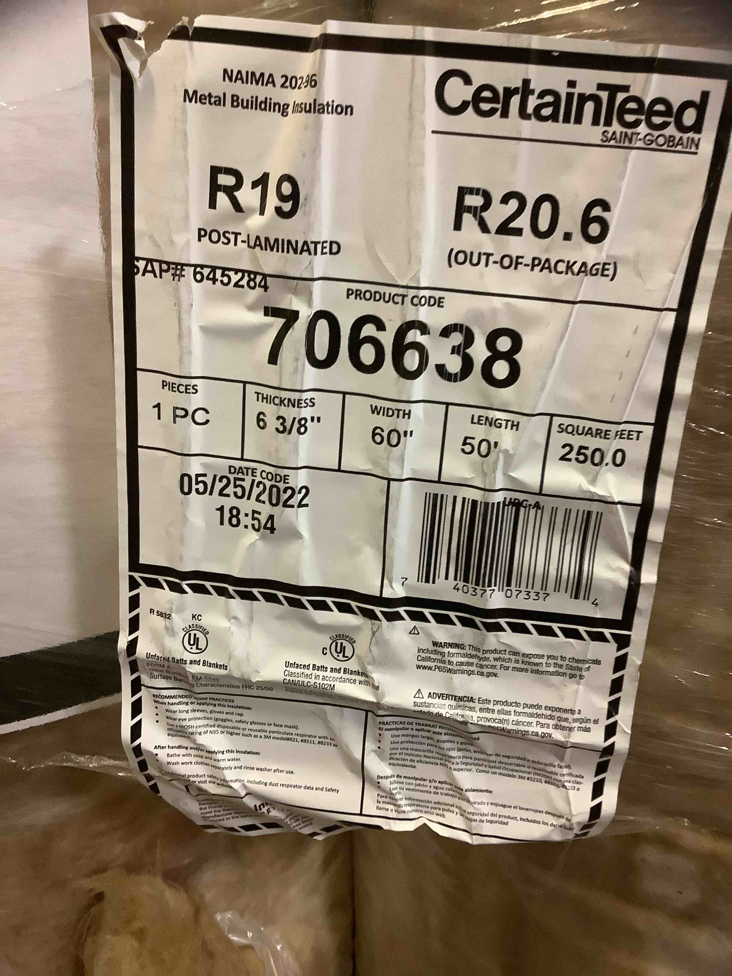 CertainTeed R-19 Post-Laminated Pole Barn/Metal Building Insulation, 6 ...