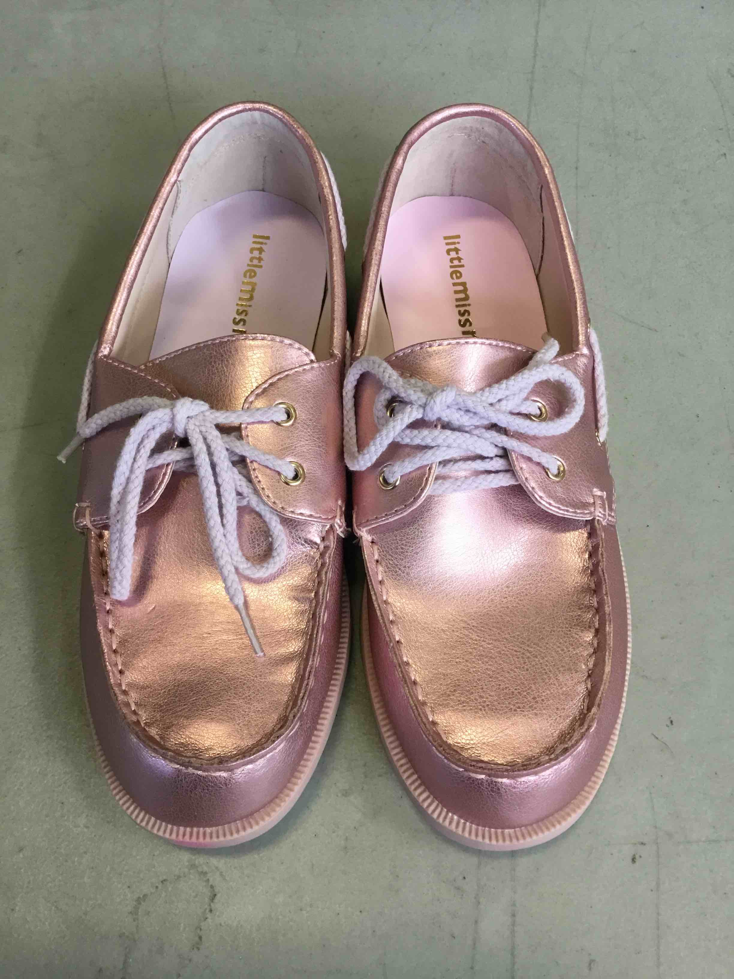 Size 5 Little Miss Matched Pink Metallic Boat Shoes