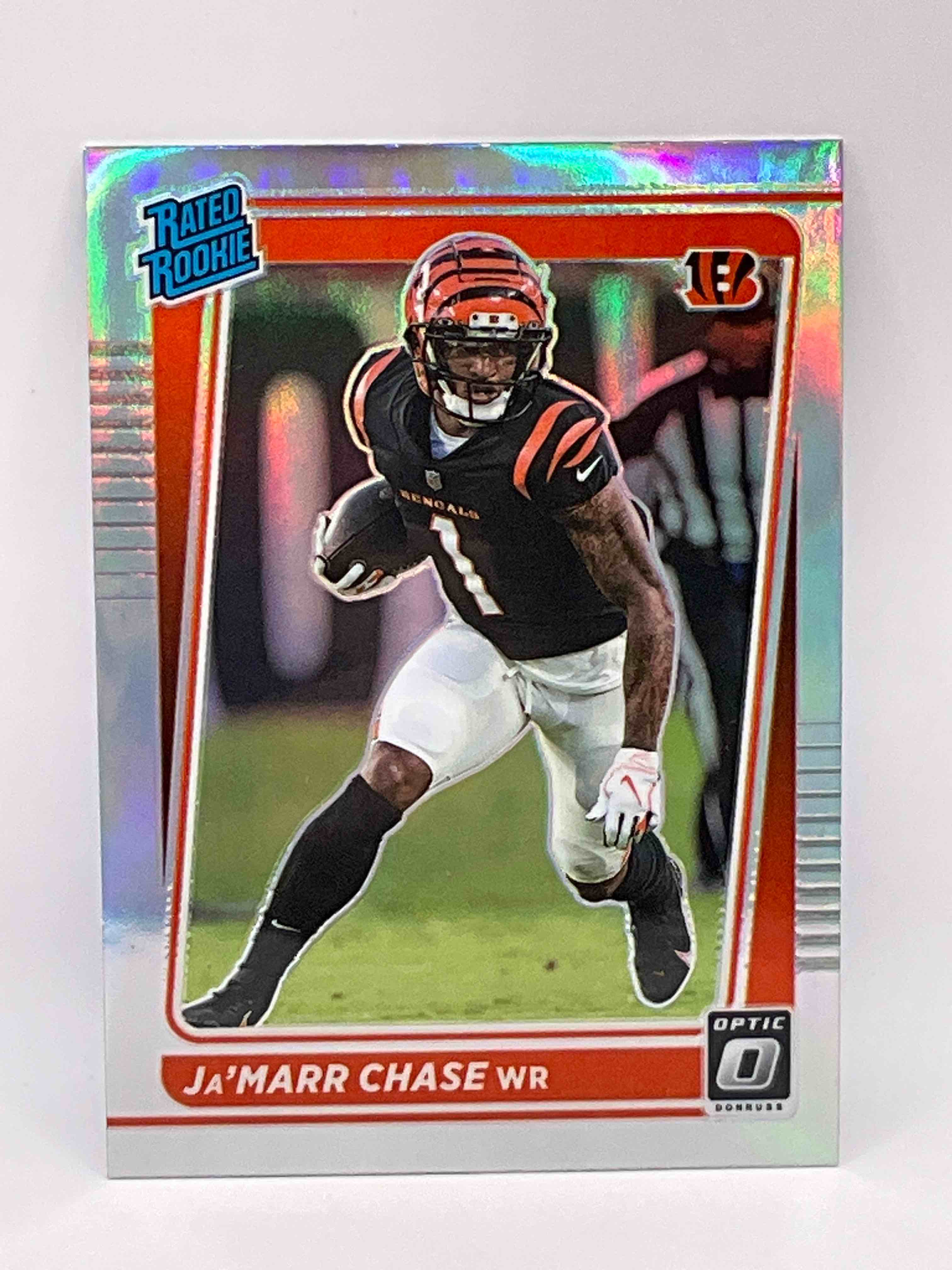 Ja’marr Chase Rookie! 2021 Ja’marr Chase Optic Rated Rookie Card! Mint