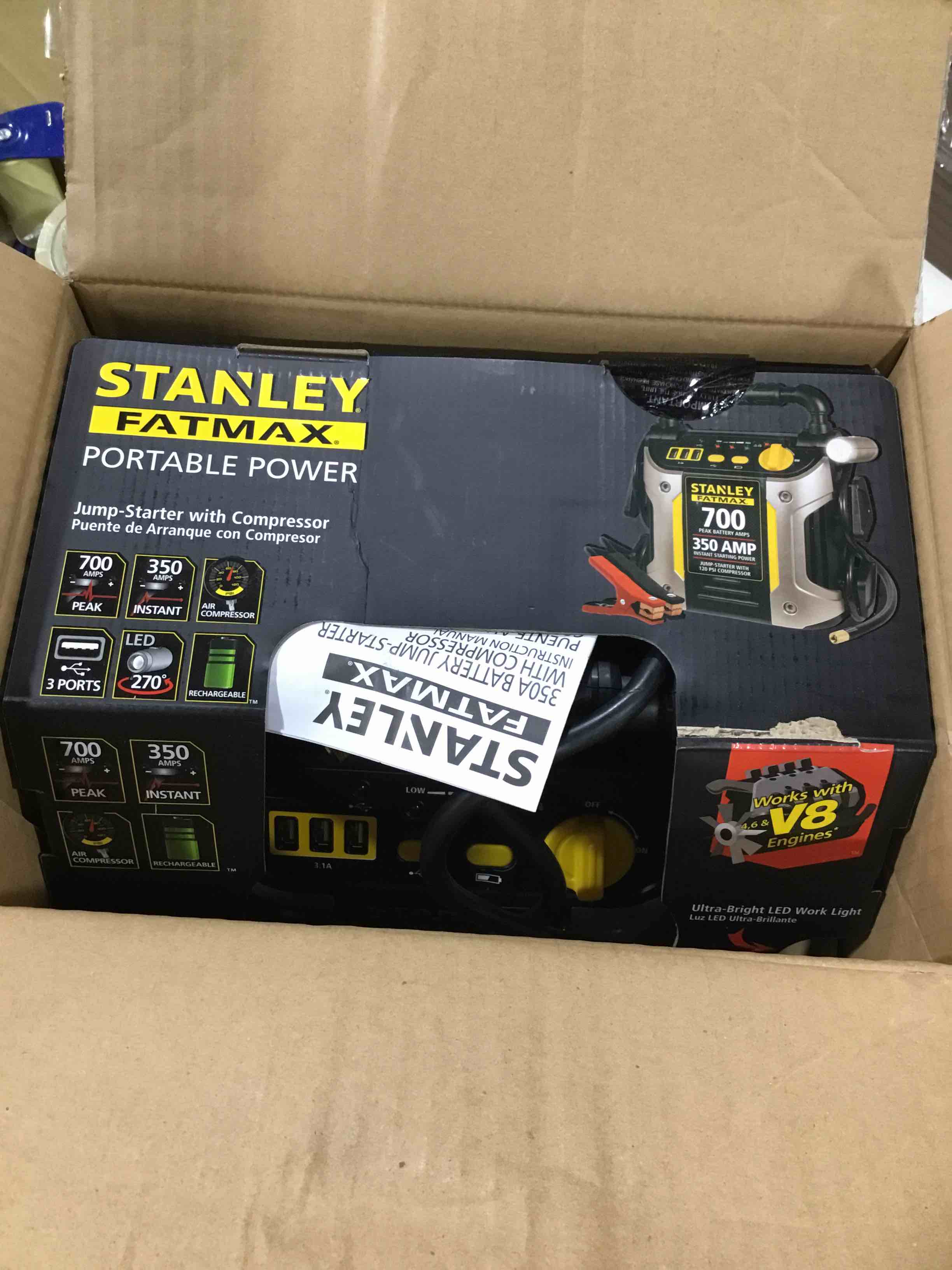 STANLEY FATMAX J7CS Portable Power Station Jump Starter 700 Peak Amp ...