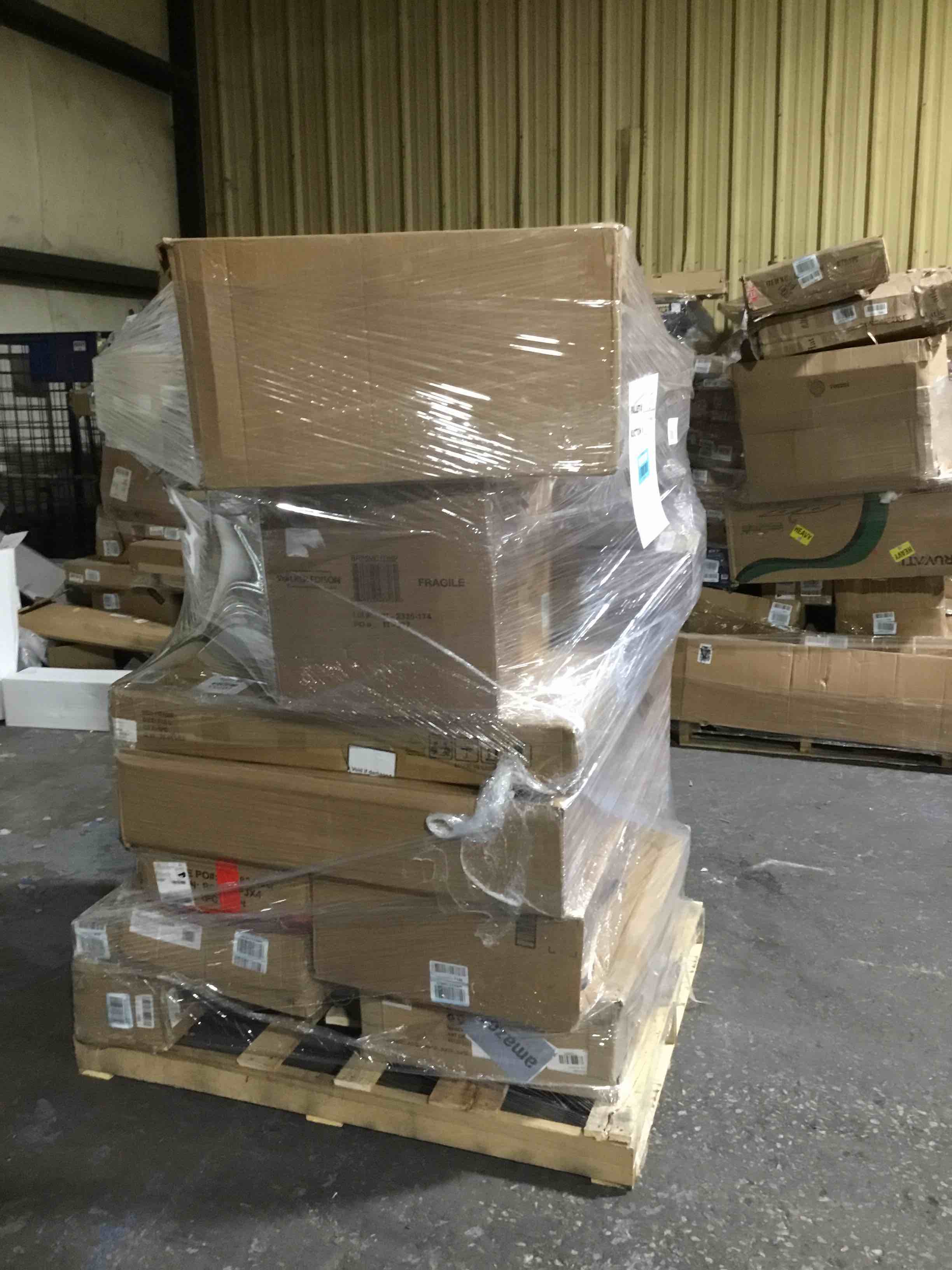 (A)1 skid pallet boxes surprise ( good condition or As is ) 15 items or ...