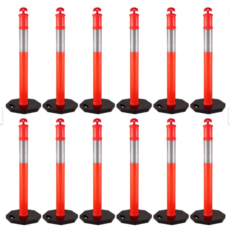 VEVOR 12Pack Traffic Delineator Posts 44 Inch Height, Channelizer Cones ...
