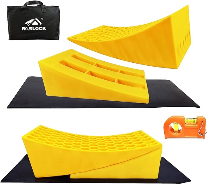 ROBLOCK Camper Leveler Blocks with Curved Levelers, Wheel Chocks and ...