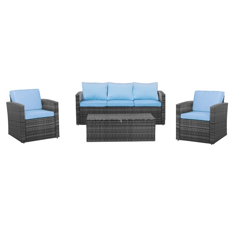 Thy - HOM Rio 4 Piece Wicker Conversation Set - 4-5 Person