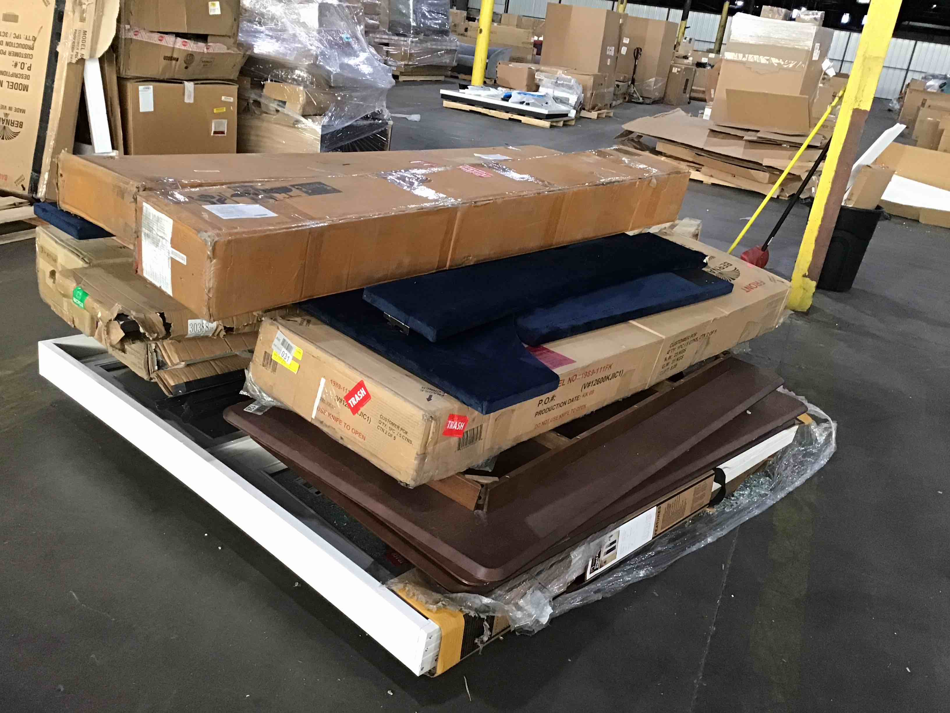 Pallet Lot, Assorted Damaged and Incomplete Furniture