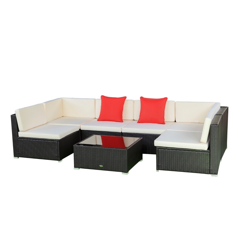 **INCOMPLETE** Outsunny 7 Piece Outdoor Patio Furniture Set, PE Rattan ...