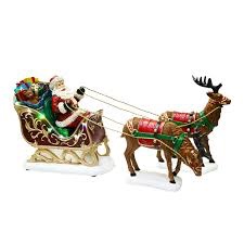 Holiday time Santa with reindeer three pieces