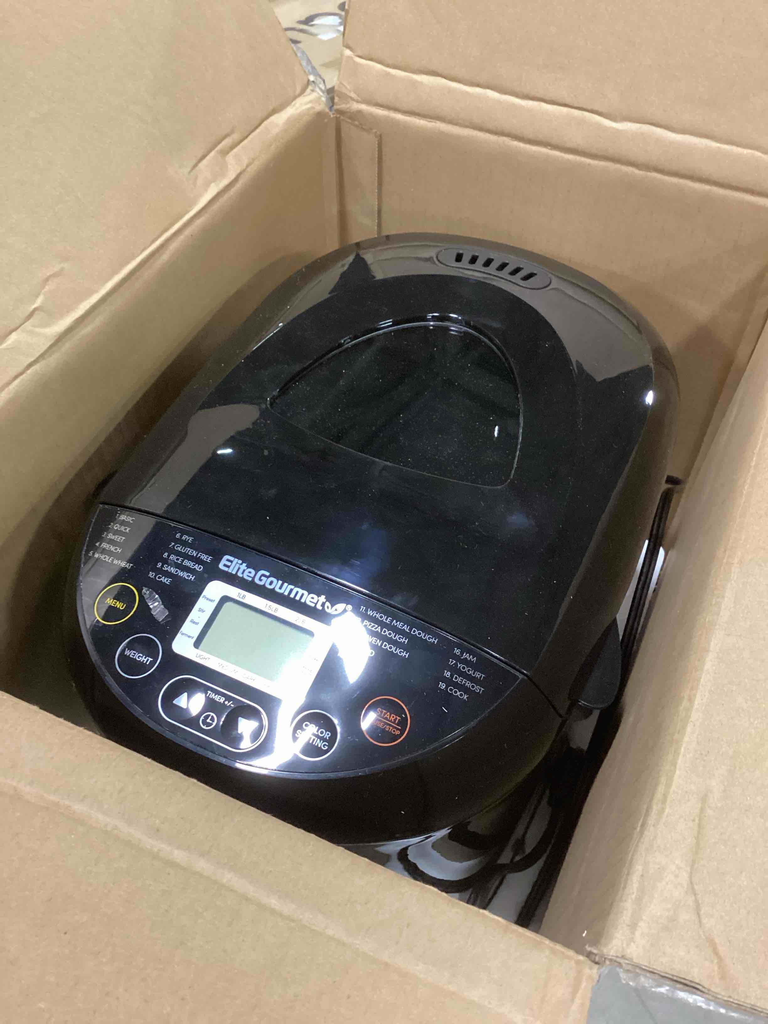 Elite Gourmet EBM8103B Programmable Bread Maker Machine 3 Loaf Sizes ...