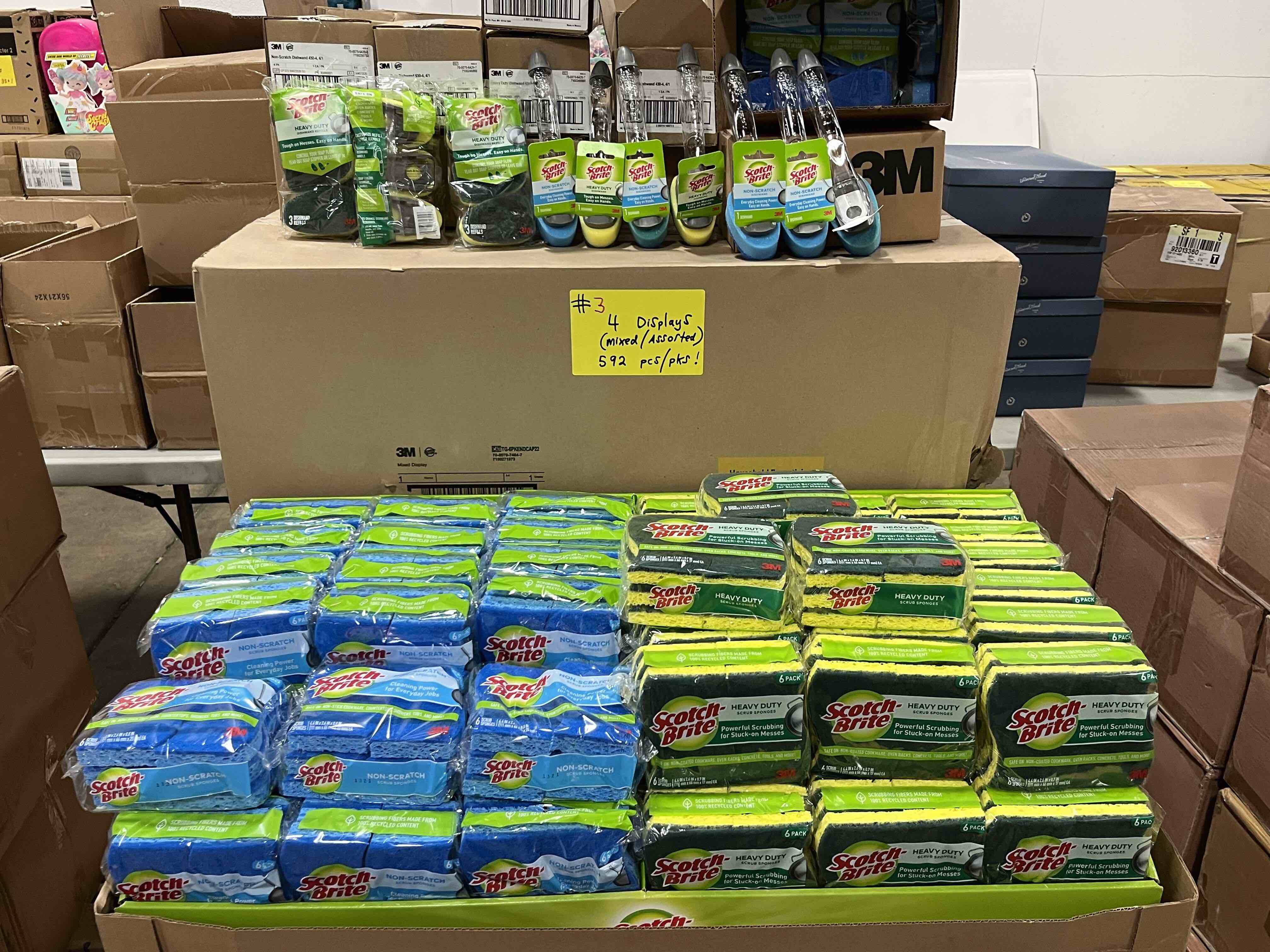 3M Scotch Brite Sponge Displays, Etc (592 Pcs/Pks)