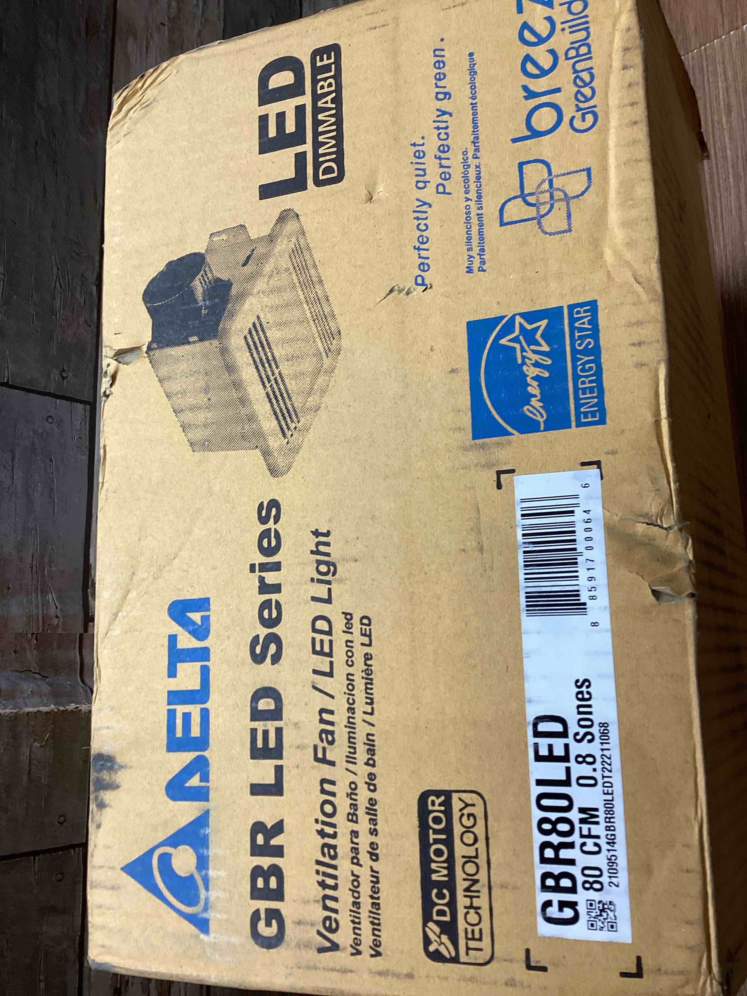 Delta BreezGreenBuilder GBR80LED 80 CFM Exhaust Bath Fan/Dimmable LED Light