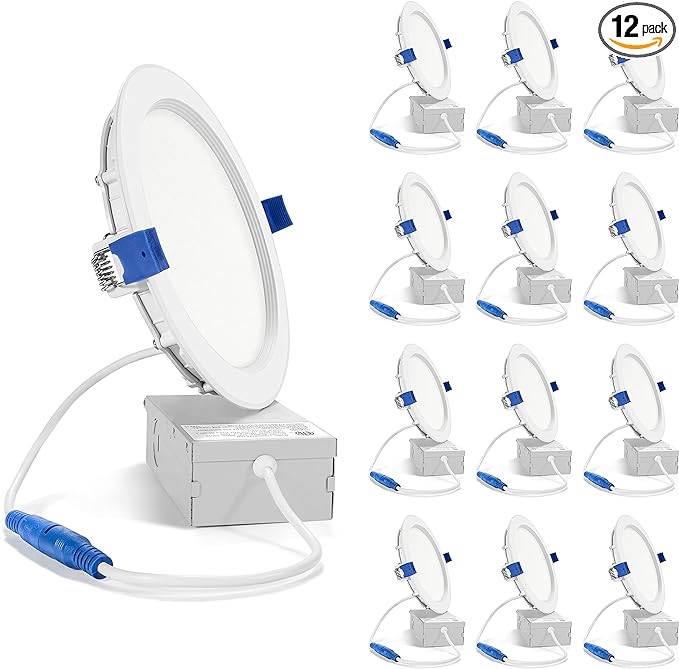 SAATLY 12 Pack 6 Inch Ultra-Thin LED Recessed Ceiling Light with ...