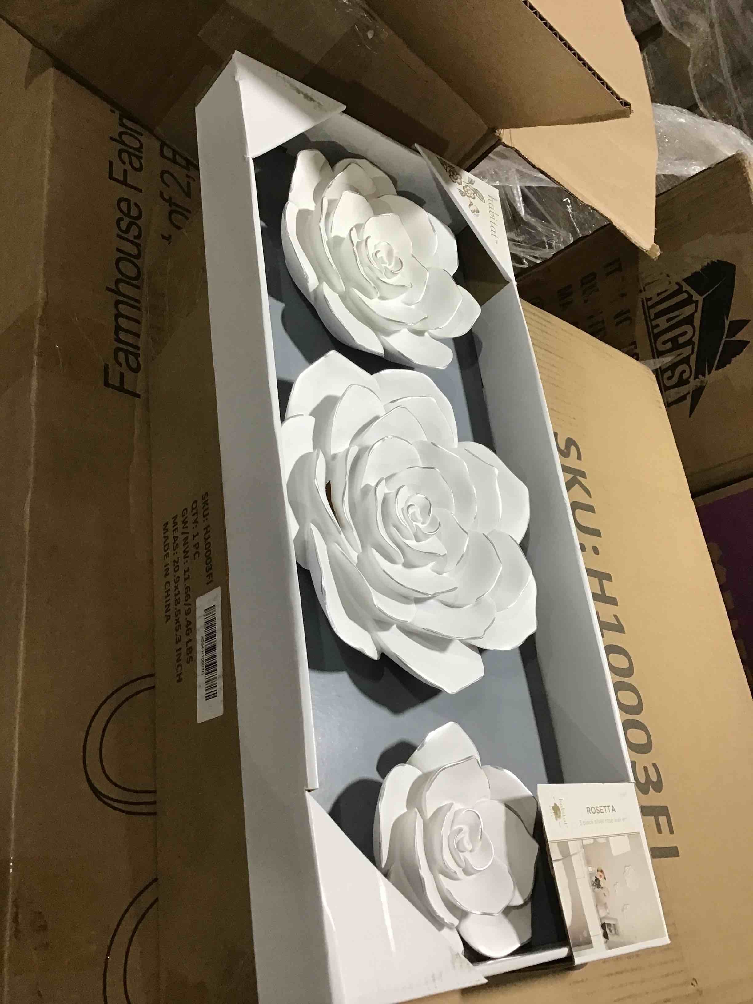 3pc Matte Flowers Wall Decor