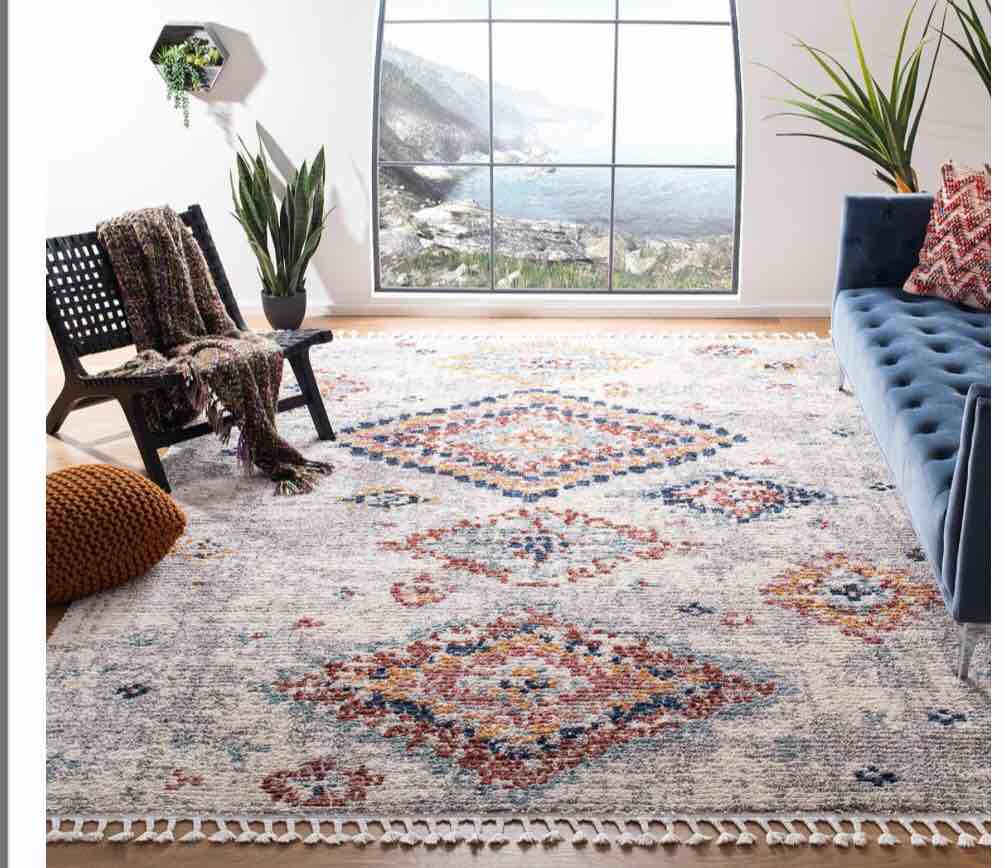 SAFAVIEH Morocco Collection - 9 x 12 foot area carpet, ivory and ...