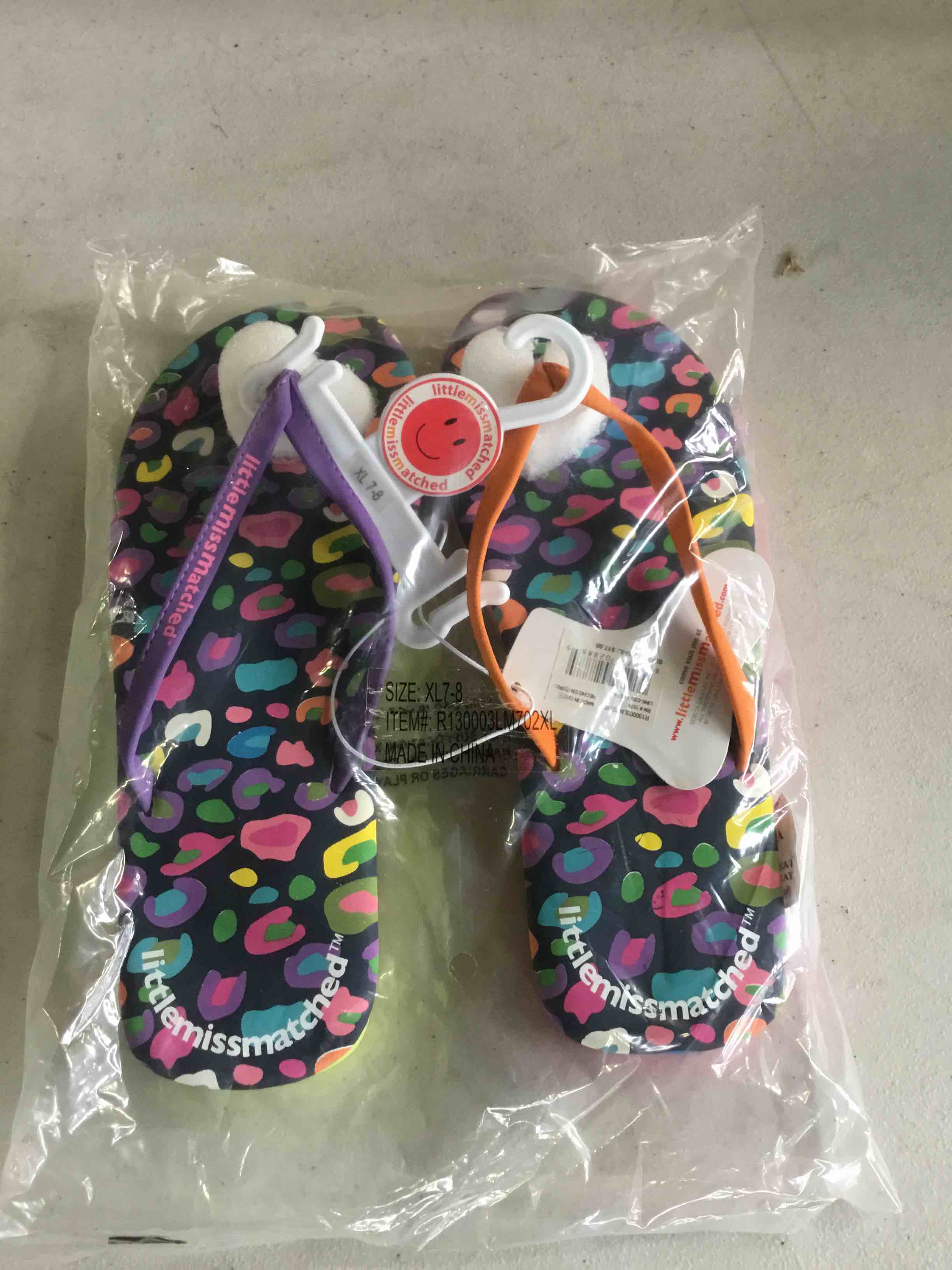 LittleMissMatched Multicolor Flip Flops, Size XL (7/8) Case of 12