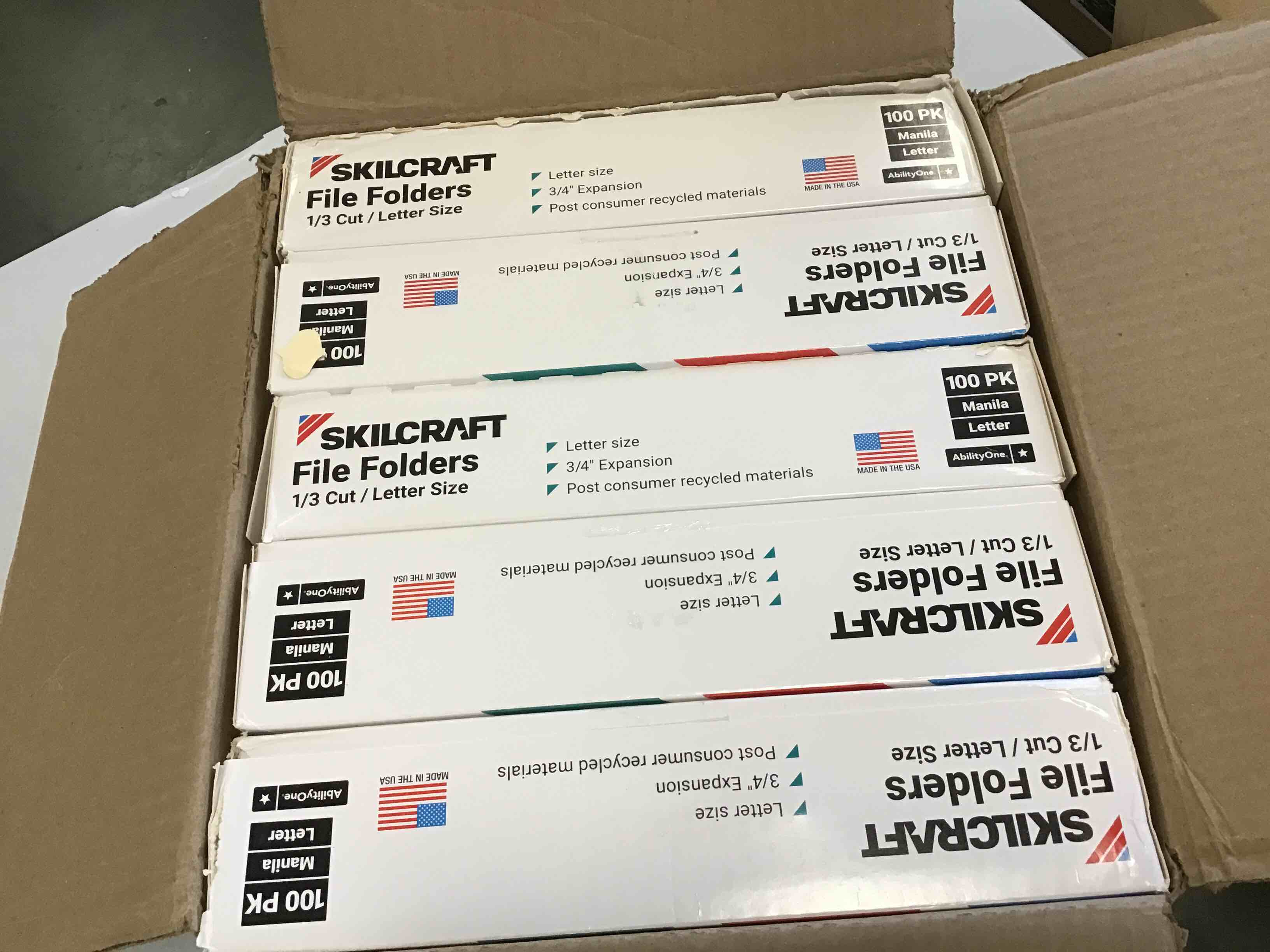 Skilcraft NSN2822507 File Folder .75 in. Expansion .33 in. Cut Letter ...