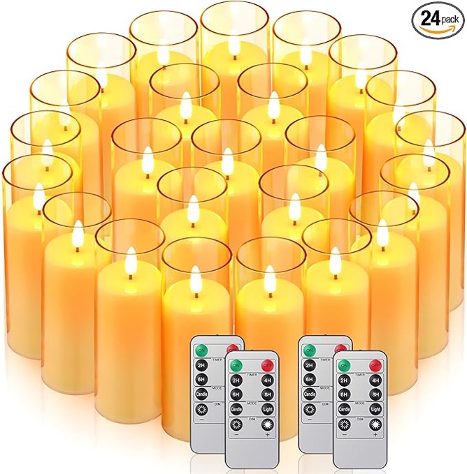 Retisee 24 Pcs LED Candles Bulk Battery Operated Pillar Flickering ...