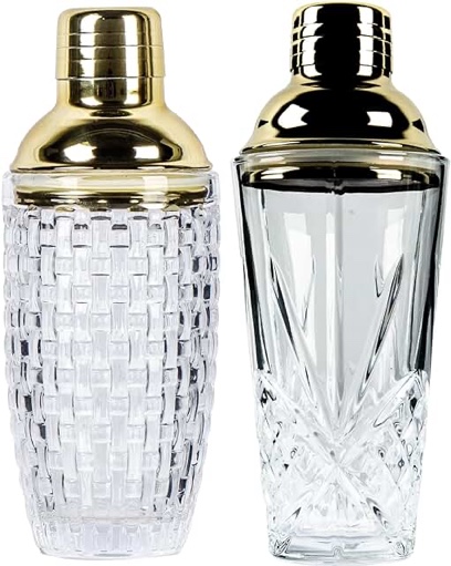 Shake shake shake cocktail shaker package of 2 glass with gold lid ...