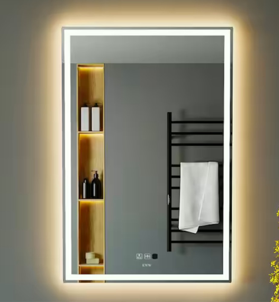 KWW 24 in. W x 36 in. H Large Rectangular Frameless Anti-Fog Wall ...