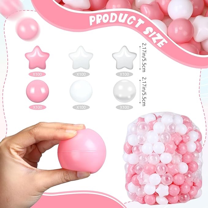 Meooeck 600 Pcs Star Balls Plastic Balls Children's Toy Balls Proof ...