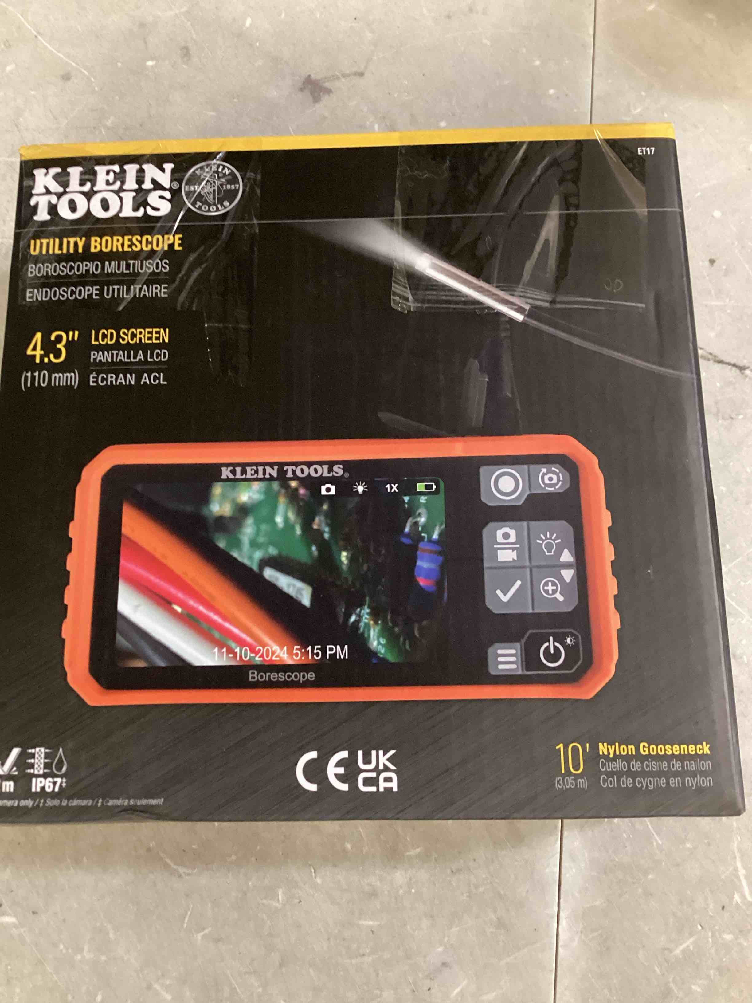 Klein Tools ET17 Borescope Inspection Camera, 6 LED Lights, IP67 ...
