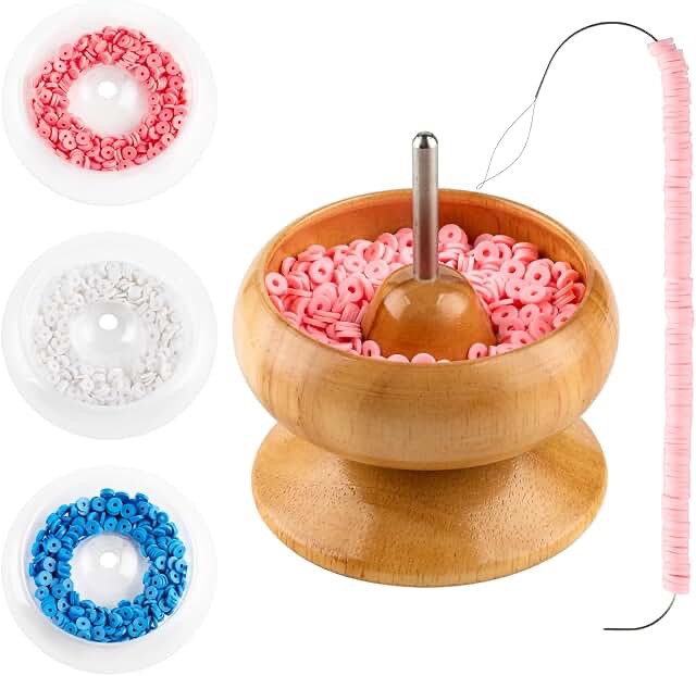 Tilhumt Bead Spinner for Jewelry Making, Wooden Spinning Bead Bowl with ...