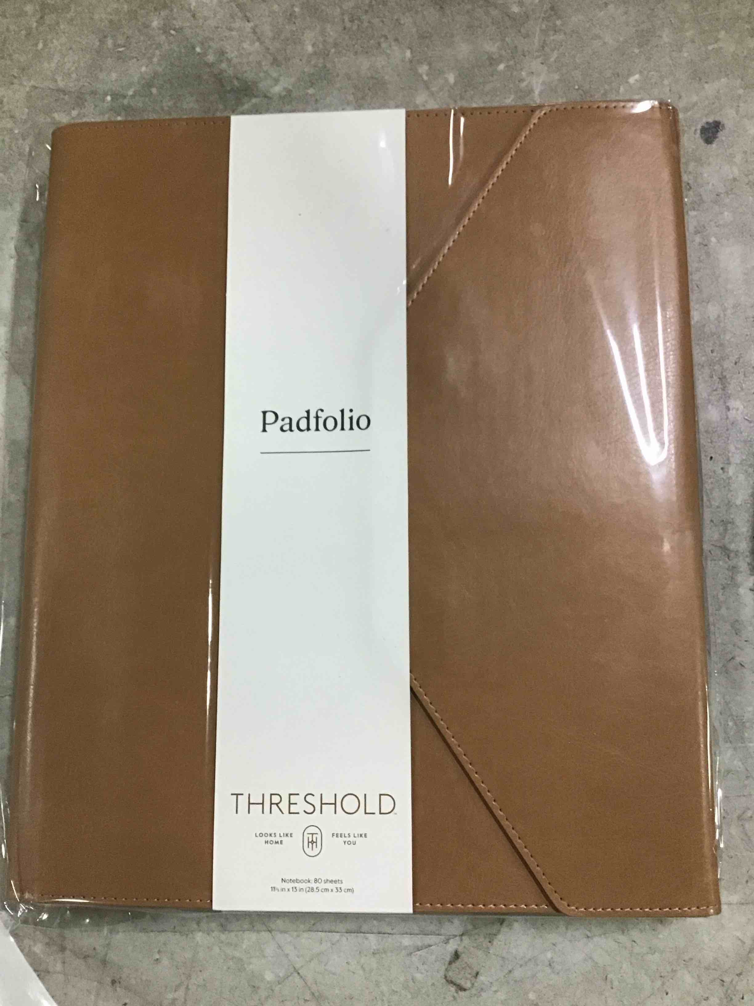 Padfolio with Pockets and 80 Page 0.3" Rule Notepad Brown - Threshold™