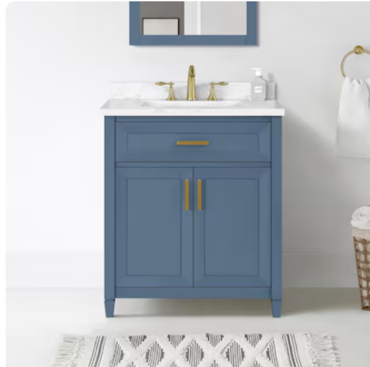 allen + roth Lancashire 30-in Chambray Blue Undermount Single Sink ...