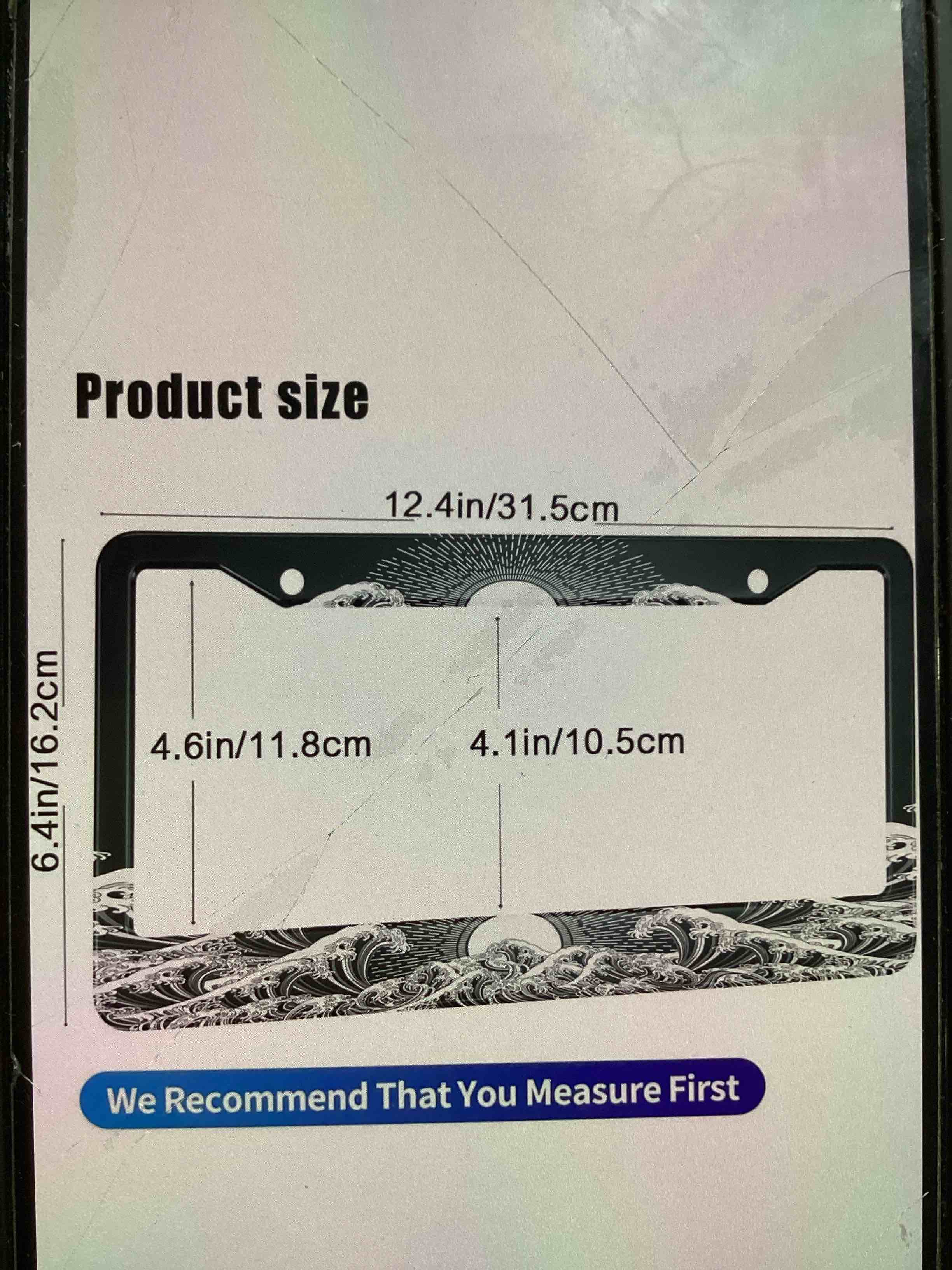 Black Japan Wave License Plate Frame