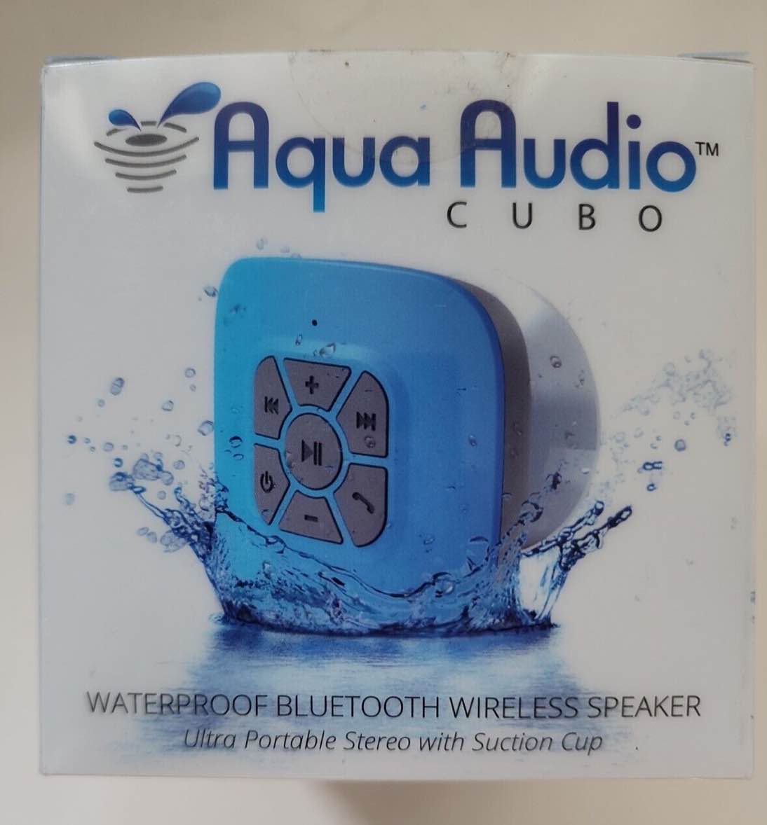 Aqua Audio Cubo Portable Waterproof Bluetooth Speaker with Suction Cup. NIB