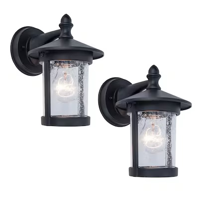 Project Source 2-Pack 8.78-in H - Black - Hardwired Medium base (E-26 ...
