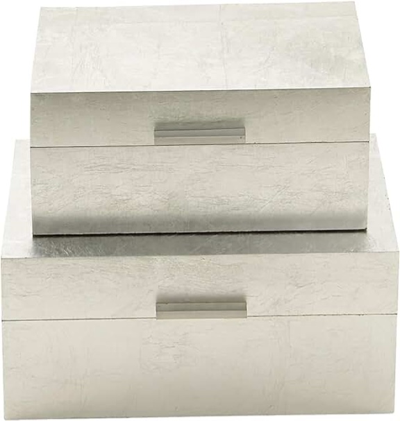 2 Piece Wood Box Set silver