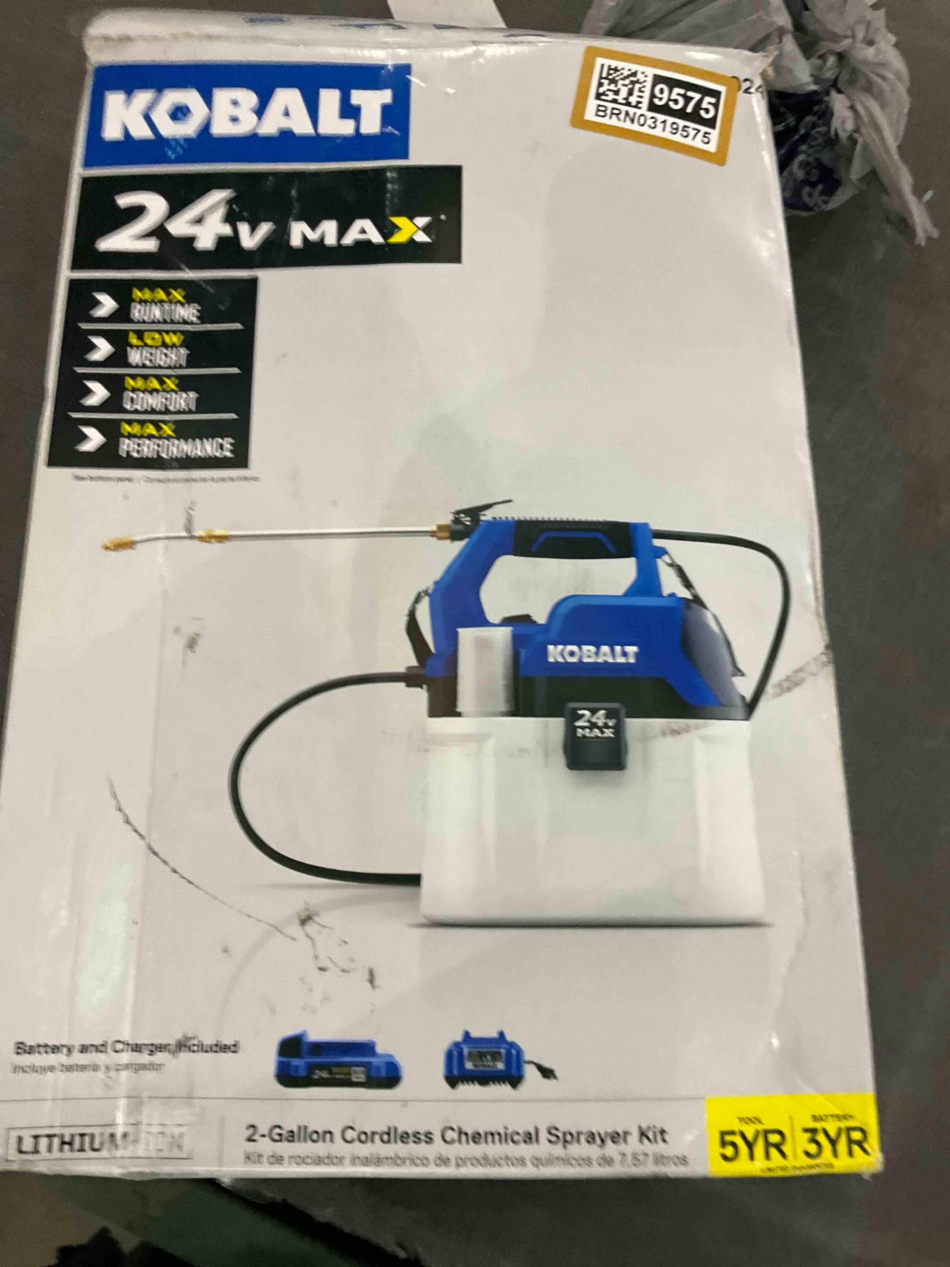 kobalt 24v max 2 gallon cordless chemical sprayer kit