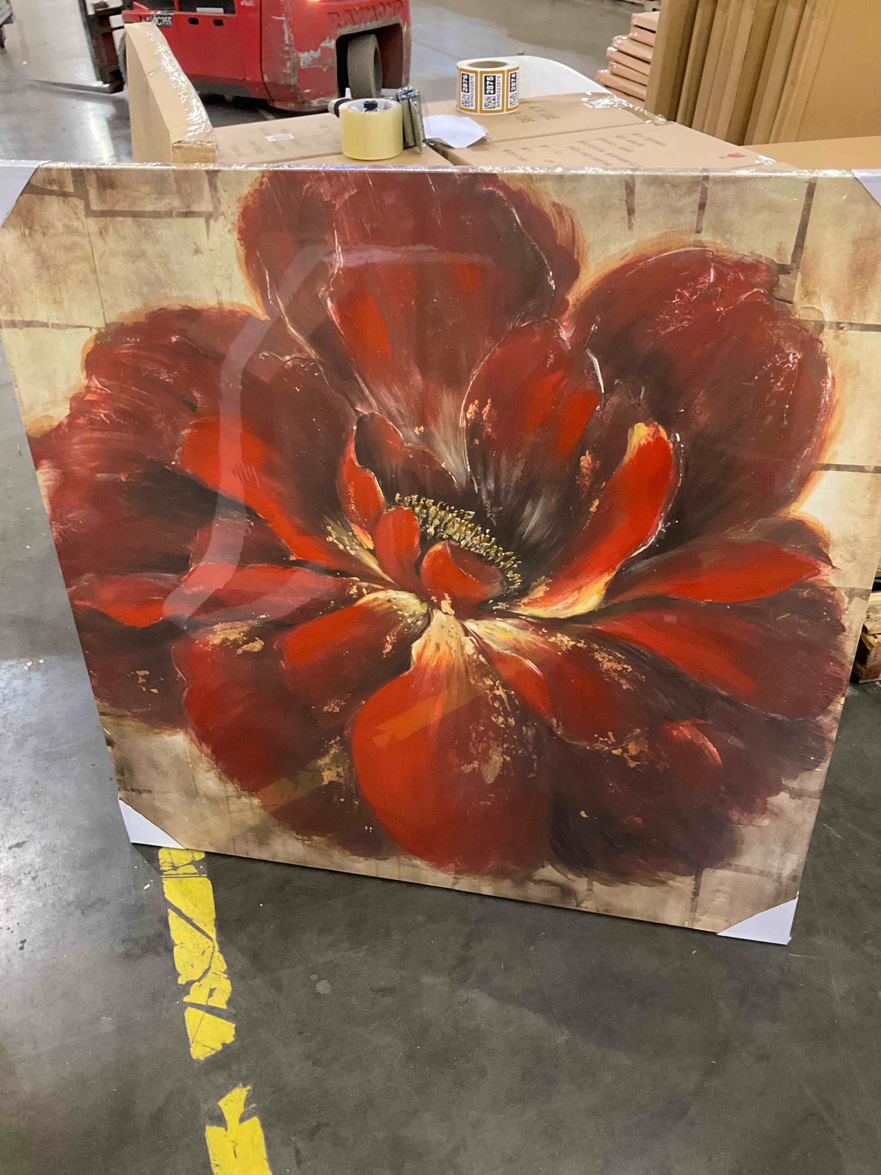 RED FLOWER BURST CANVS RED